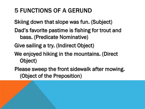 I Can Identify And Explain The Function Of Gerunds In A Sentence Ppt