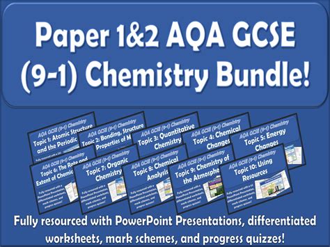 Aqa Gcse 9 1 Chemistry Paper 1and2 Bundle Teaching Resources
