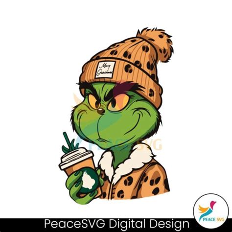 Grinch Boujee Merry Grinchmas Leopard Svg Instant Download Peacesvg