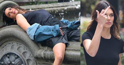 Kendall Jenner Makes A Splash In A New York City Public Fountain For
