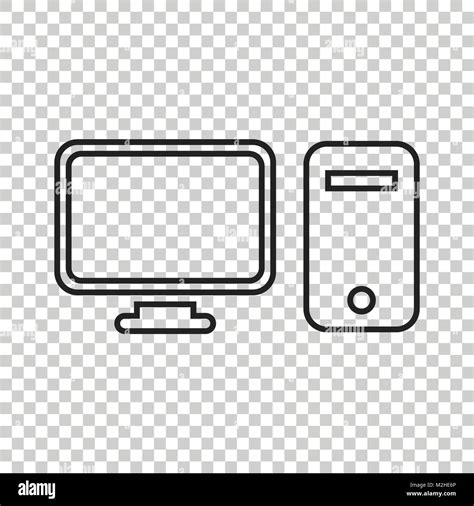 Computer Vector Illustration In Line Style Monitor Flat Icon Stock Vector Image Art Alamy