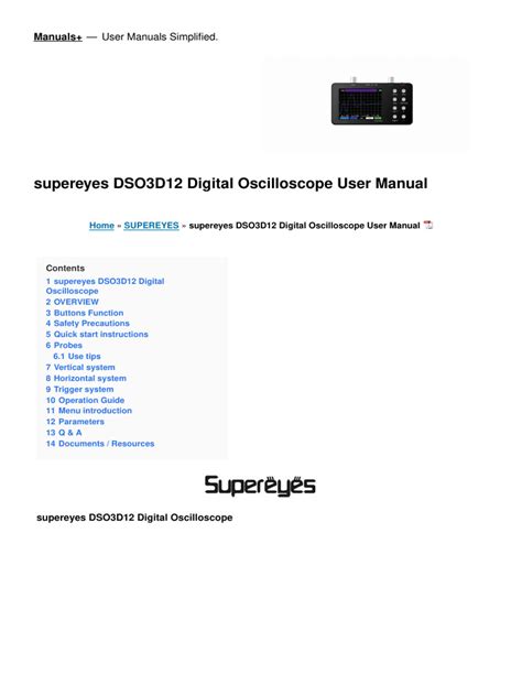 Dso3d12 Digital Oscilloscope Manual Pdf Amplitude Electronics