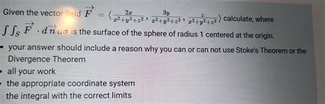 Solved Given The Vector Field