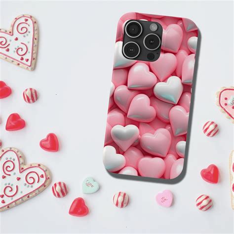 3d Effect Hearts Iphone Case Aesthetic Art Cover Valentines Day