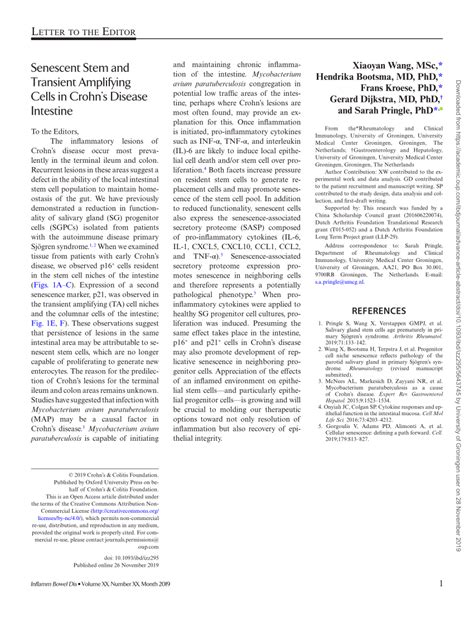 Pdf Senescent Stem And Transient Amplifying Cells In Crohns Disease