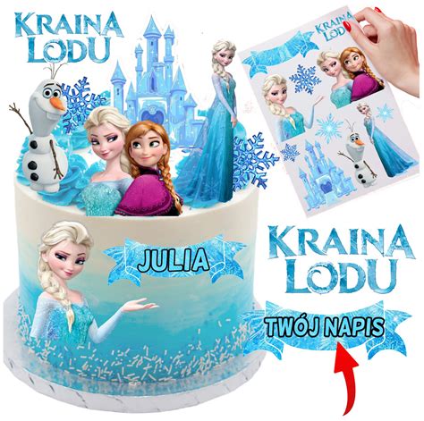 OpŁatek Na Tort Kraina Lodu Elsa Zestaw Postaci Z Napisem Postacie ImiĘ Inna Marka