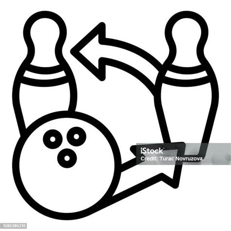 볼링 공과 핀 전술 라인 아이콘 볼링 개념 흰색 배경에 스포츠 게임 전략 기호 모바일 웹 디자인을 위한 개요의 볼링 대회 아이콘 벡터 그래픽 Championship에 대한