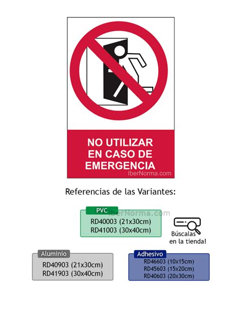 Señal Aluminio No Utilizar En Caso De Emergencia Nmz Normaluz
