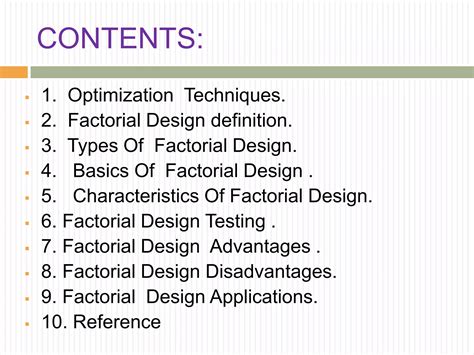 Factorial Design Optimization Techniques Pptx