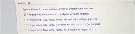 Solved Typical Biometric Based Access Control For