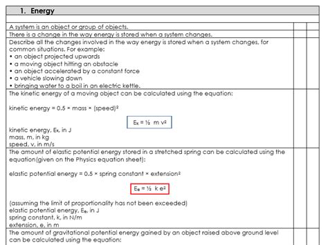 AQA Physics GCSE 9 1 Specification Checklists Teaching Resources