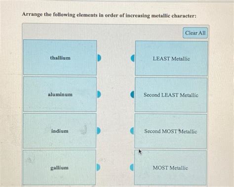 Solved Arrange The Following Elements In Order Of Increasing
