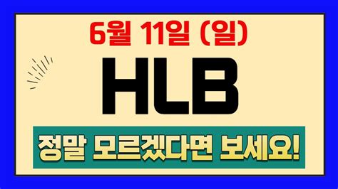 [주식]hlb 정말 모르겠다면 보세요 Hlb Youtube