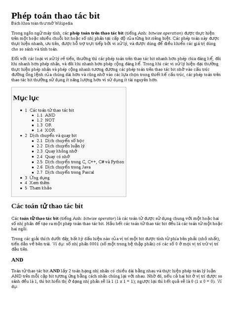 phép toán thao tác bit pdf