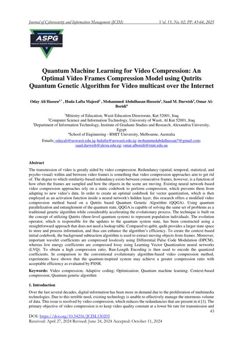 Pdf Quantum Machine Learning For Video Compression An Optimal Video