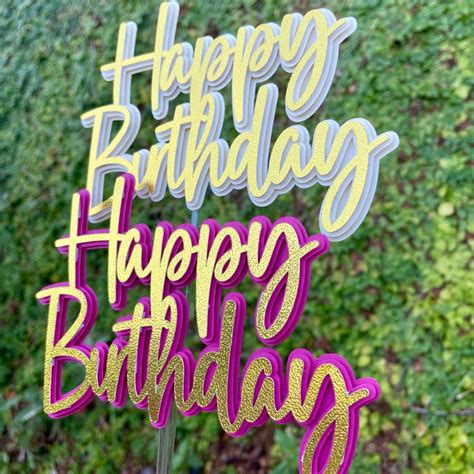 Topo De Bolo Feliz AniversÁrio ParabÉns Happy Birthday 3 Camadas