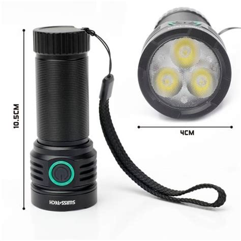 Swiss Tech 3500lm Rechargeable Compact Turbo Flashlight Bunnings Australia