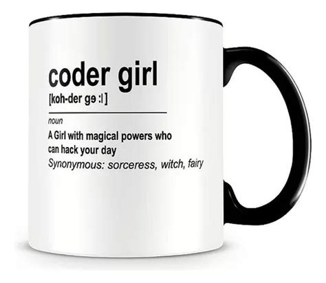 Taza Coder Girl De Color Blanco Y Negro Mercadolibre