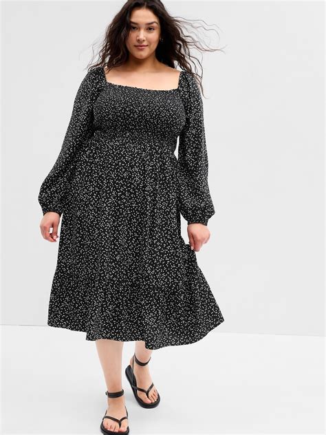 Print Squareneck Midi Dress Gap Factory