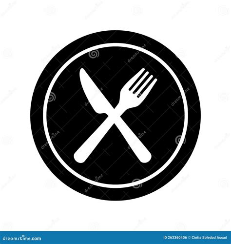 Pictogram Of Plate With Crossed Cutlery Fork And Knife Stock Illustration Illustration Of