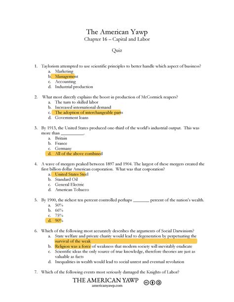 American Yawp Chapter 16 Quiz Answers The American Yawp Ch1