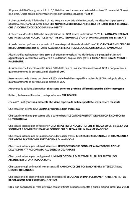 Domande Chiuse Biologia E Chimica Panieri Di Biologia Docsity