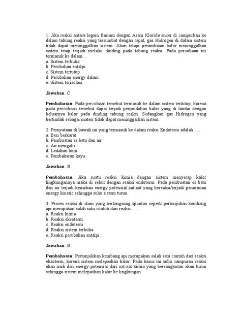 Soal Dan Pembahasan Termokimia Pdf