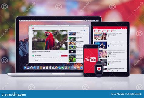 YouTube On The Apple IPhone IPad Pro Apple Watch And Macbook Pro Editorial Stock Photo Image