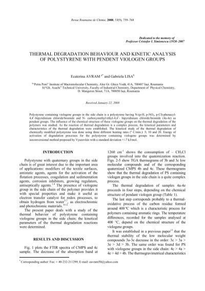 Thermal Degradation Behaviour And Kinetic Analysis Of Polystyrene