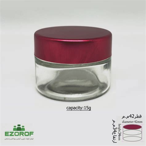 ظرف شیشه ای 15 گرمی شفاف درب پلاستیکی با روکش آلمینیومی دنیای ظروف و