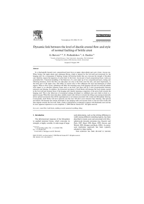 Pdf Dynamic Link Between The Level Of Ductile Crustal Flow And Style