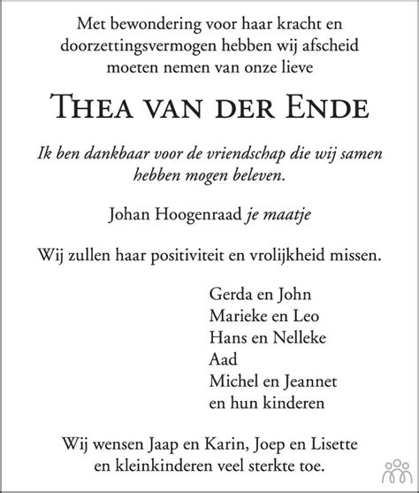 Thea Theodora Theresia Maria Van Der Ende Lourier 04 09 2023