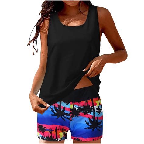 Tankini Swimsuits For Women Sexy Halter High Waisted Printed Tops Two Piece Plus Size Bathing