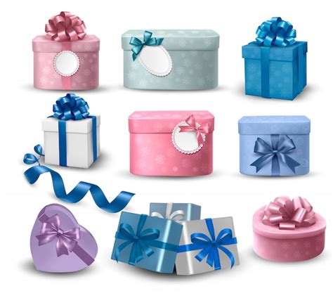 Premium Vector Set Of Colorful Gift Boxes With Bows And Ribbons