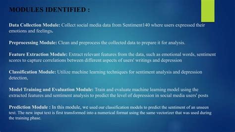 Social Media Sentiment Analysis Fro Depression Detection Using Machine Learning 1 Pptx
