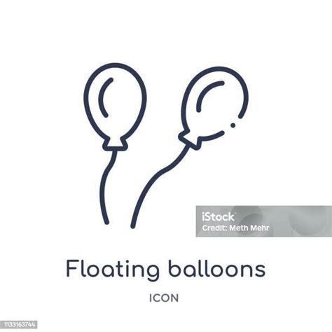 일반 개요 모음에서 선형 부동 풍선 아이콘입니다 얇은 선 풍선 아이콘 흰색 배경에 고립 부동 떠 있는 풍선 유행 삽화 기체 물리 구조에 대한 스톡 벡터 아트 및 기타 이미지