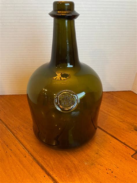 10 Hand Blown Dark Green Thick Glass Wine Bottle Antique Vintage Hand Blown Glass Mbc 1786