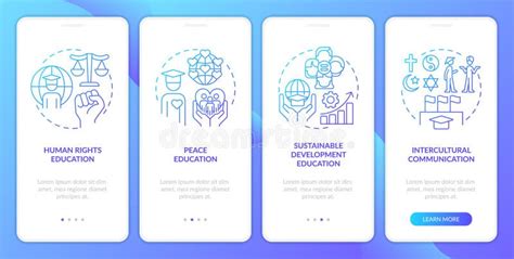 Gced Learning Blue Gradient Onboarding Mobile App Screen Stock Vector Illustration Of