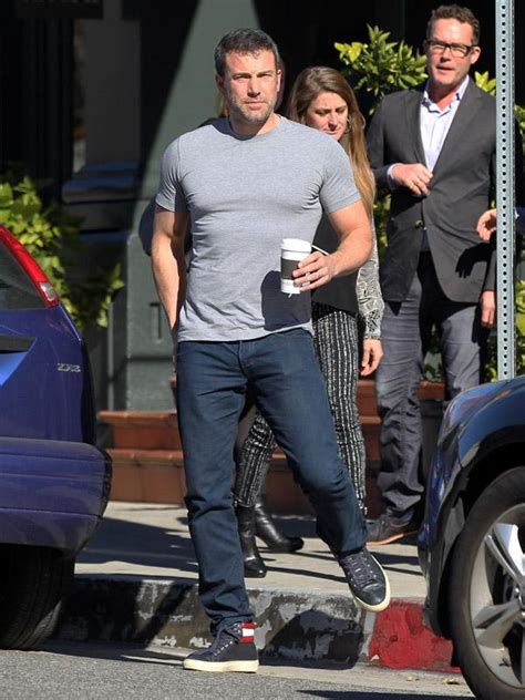 Hunky Actor Ben Affleck Sports Rippling Batman Ready Muscles While Out