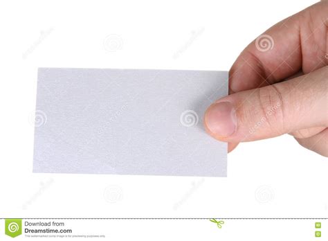 Sirva La Mano Del S Que Sostiene La Tarjeta De Visita Del Papel En