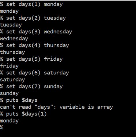 Tcl Creating Array DSWSIS DATA BIT