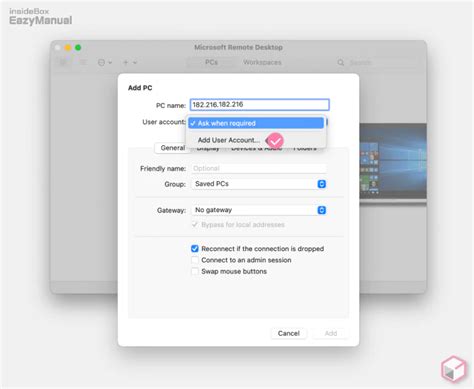 맥에서 Windows 윈도우로 원격 접속 Microsoft Remote Desktop Insidebox