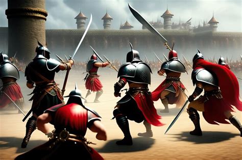 Premium Ai Image Large Battle Between Medieval Warriors