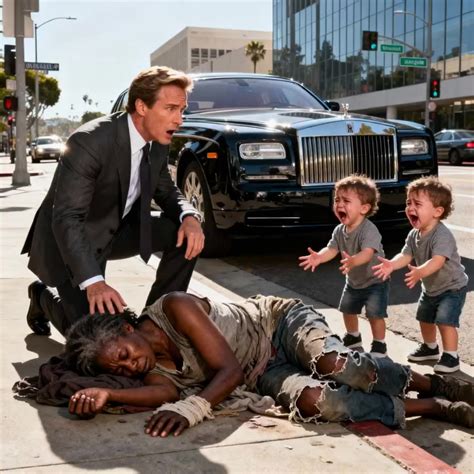 On A Busy La Street A Homeless Mother Collapsed Twins Crying At Her