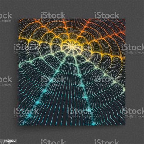 파급 효과와 3d 물결 모양 배경입니다 입자가 있는 벡터 일러스트입니다 디자인을 위한 그리드 표면 0명에 대한 스톡 벡터 아트 및 기타 이미지 Istock