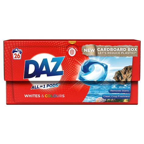 DAZ All in 1 Pods Whites and Colours Washing Liquid Capsules 26 Washes ...