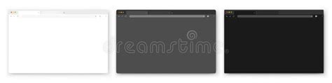 A Set Of Realistic Empty Browser Windows In White Gray And Black With