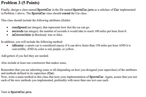 Solved Problem 1 10 Points Develop A Class Called Car In Chegg Com