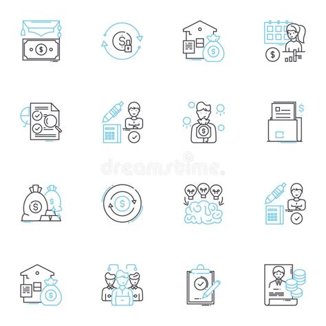 Budgeting Strategy Linear Icons Set Allocation Frugal Planning