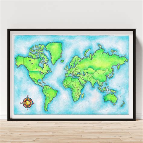 Map Of The World Poster By Jennifer Thermes